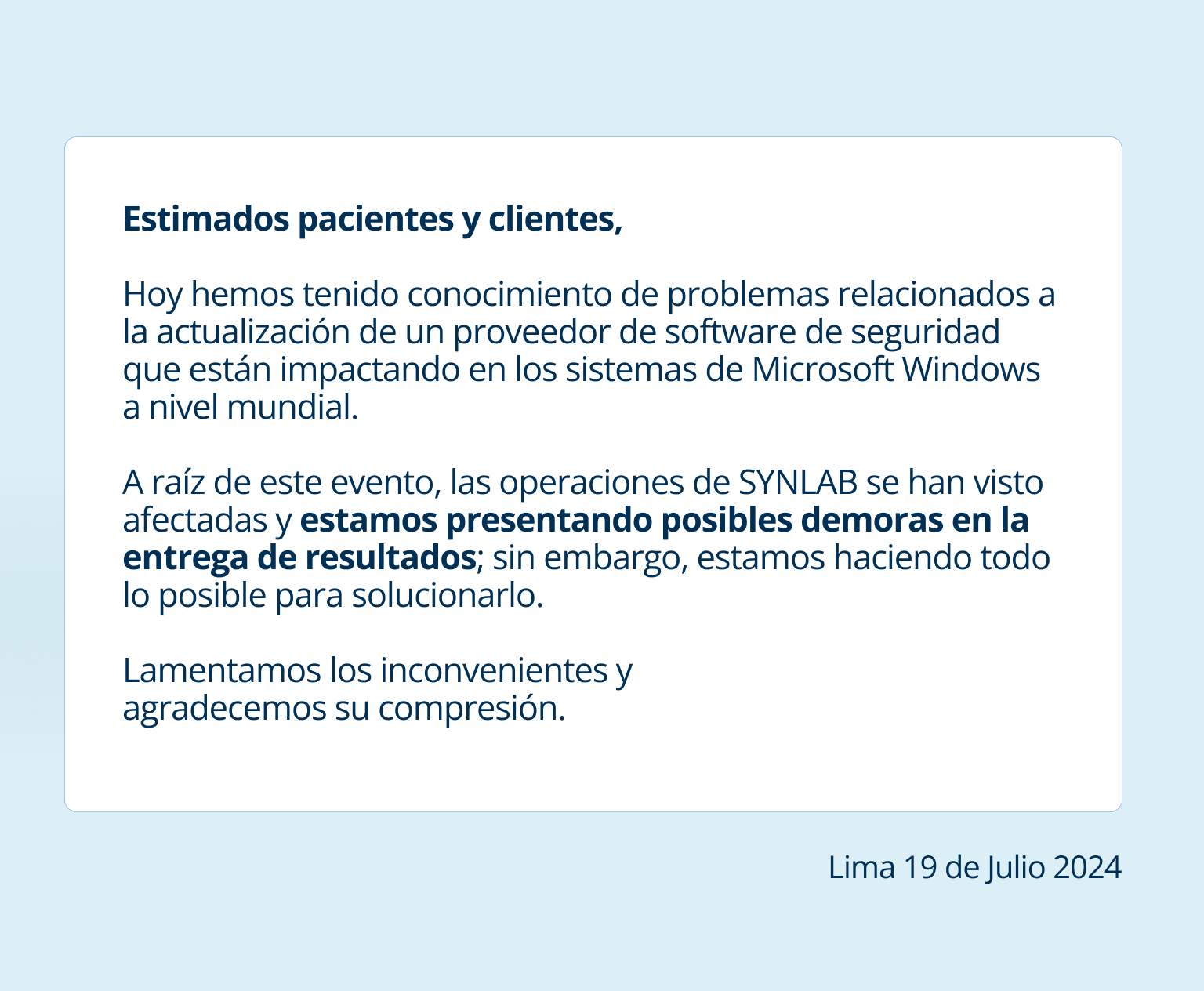 Exámenes de Laboratorio | Pruebas de Laboratorio SYNLAB PERÚ